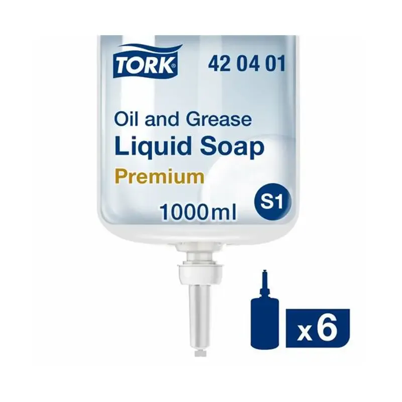Tork Oil and Grease Liquid Soap - Unscented 1L Bottle - Horecavoordeel.com